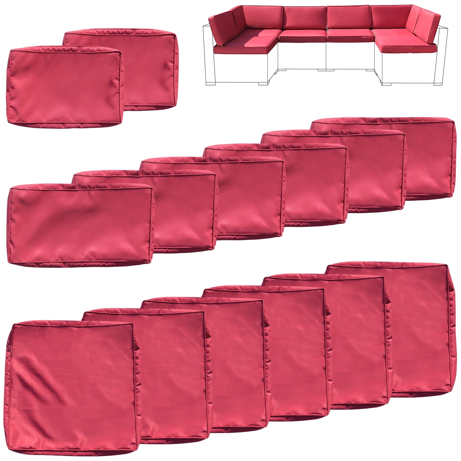 VIXLON 14 Pack Outdoor Patio Cushion Covers Waterproof Slipcovers ...