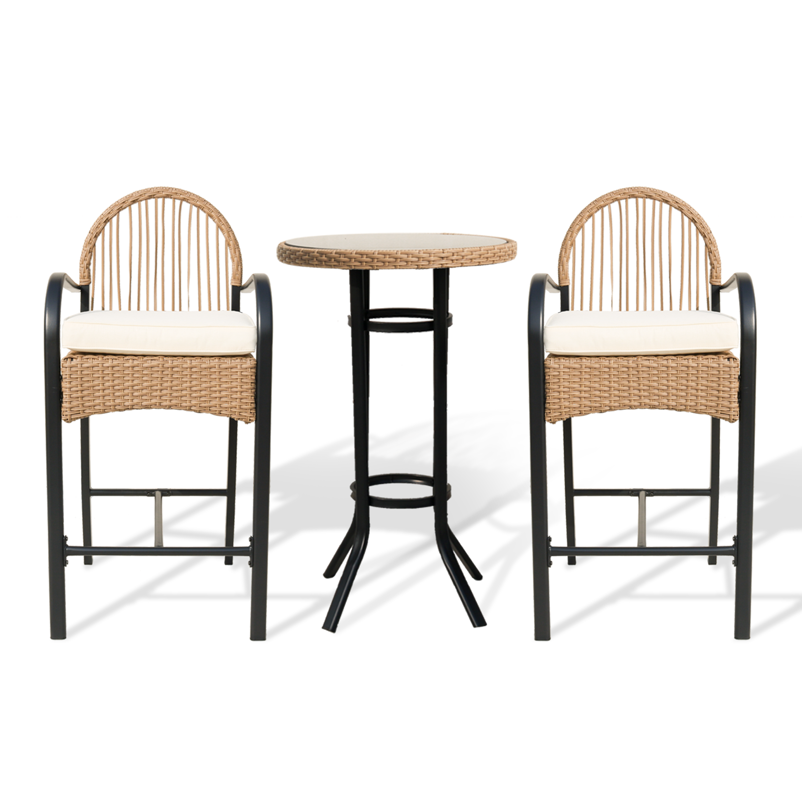 Reeves 3 Piece Outdoor Wicker Bistro Set, Multibrown - Walmart.com