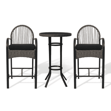 Ovios 3 Pieces Outdoor Patio Furniture Wicker Bistro set with Swivel ...