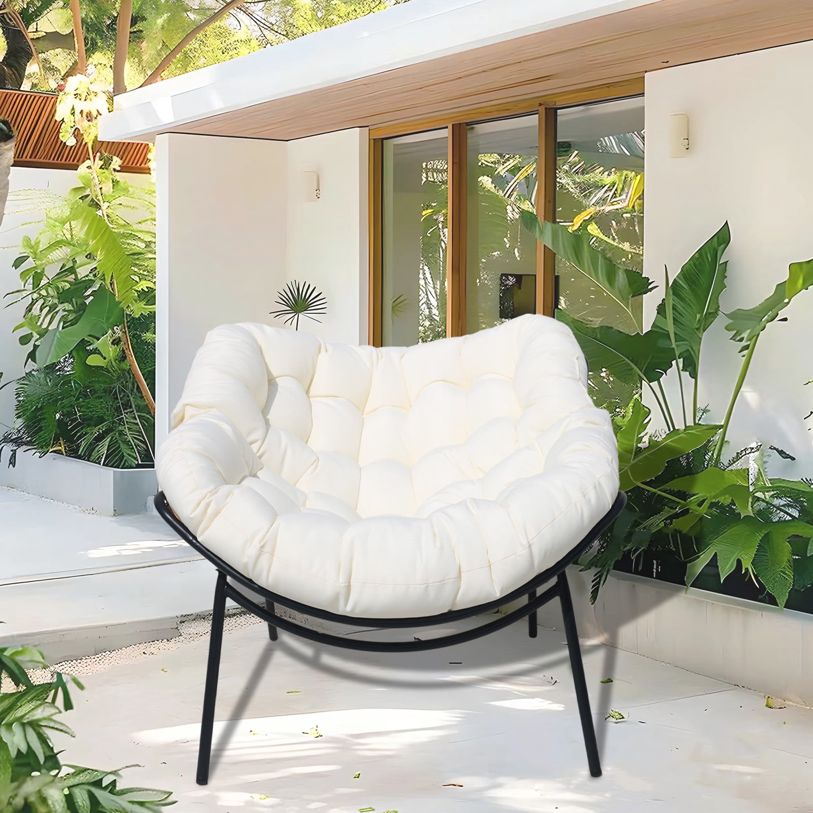 VIXLON Oversized and Spoon Style Steel Outdoor Lounge Chair with Thick ...