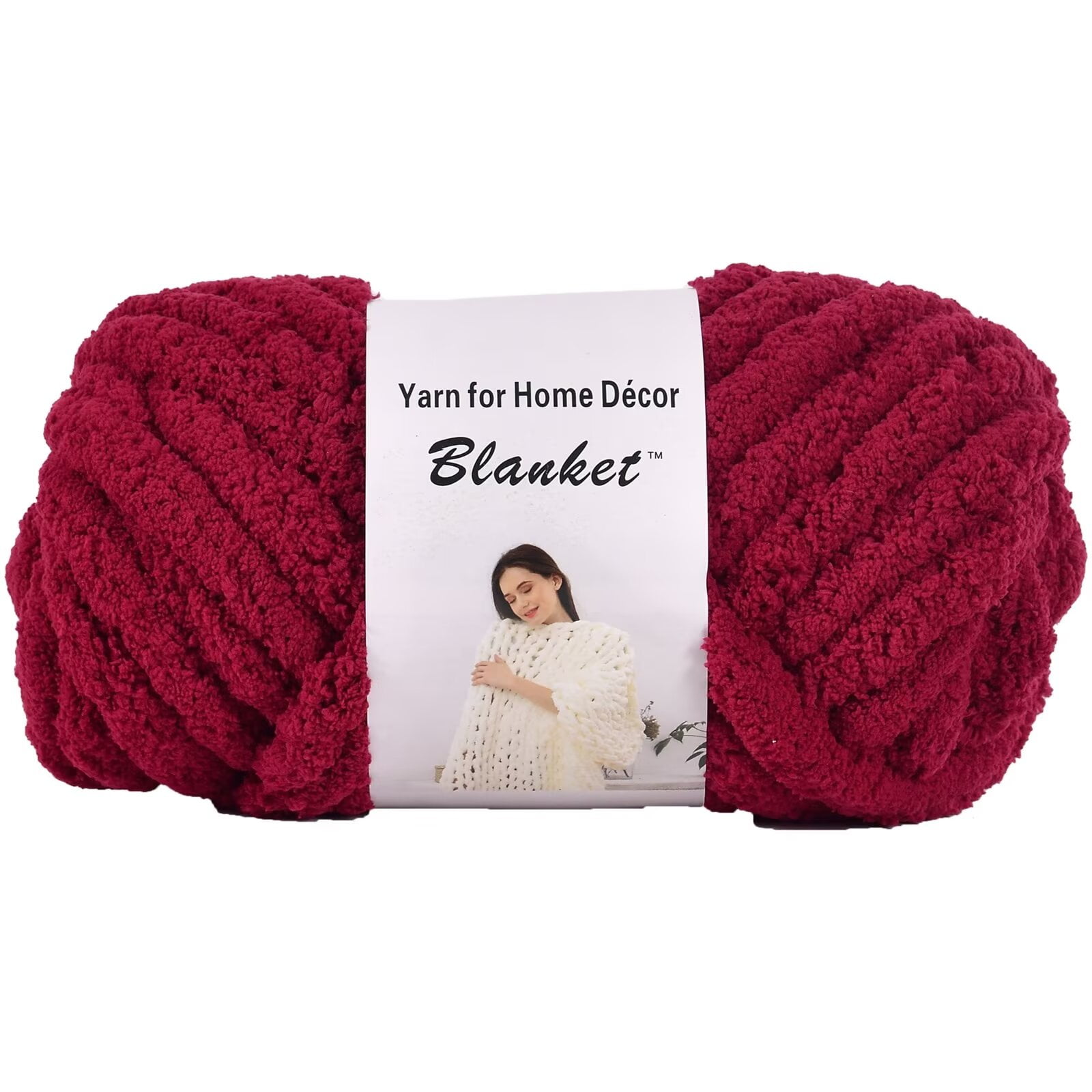 VIYEAR Chenille Blanket Yarn Jumbo Polyester Yarn,Red Wine,250g/0.55 lb ...