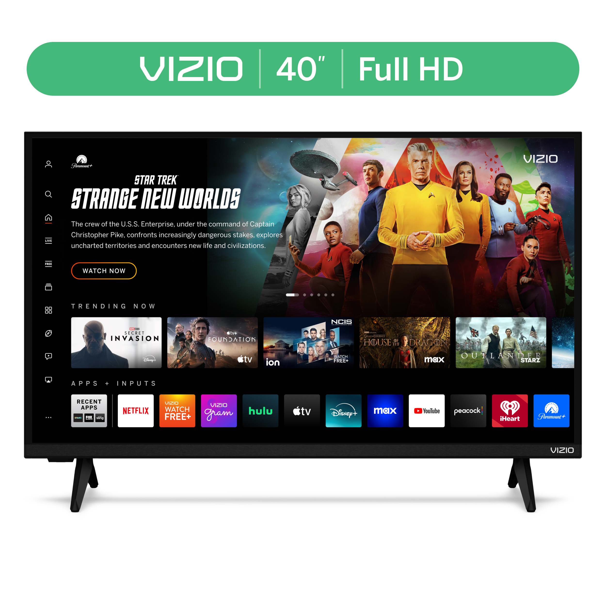 VIZIO D40-D1 D-Series 40 Inch 1920 x 1080 Class Full Array LED Smart TV ...
