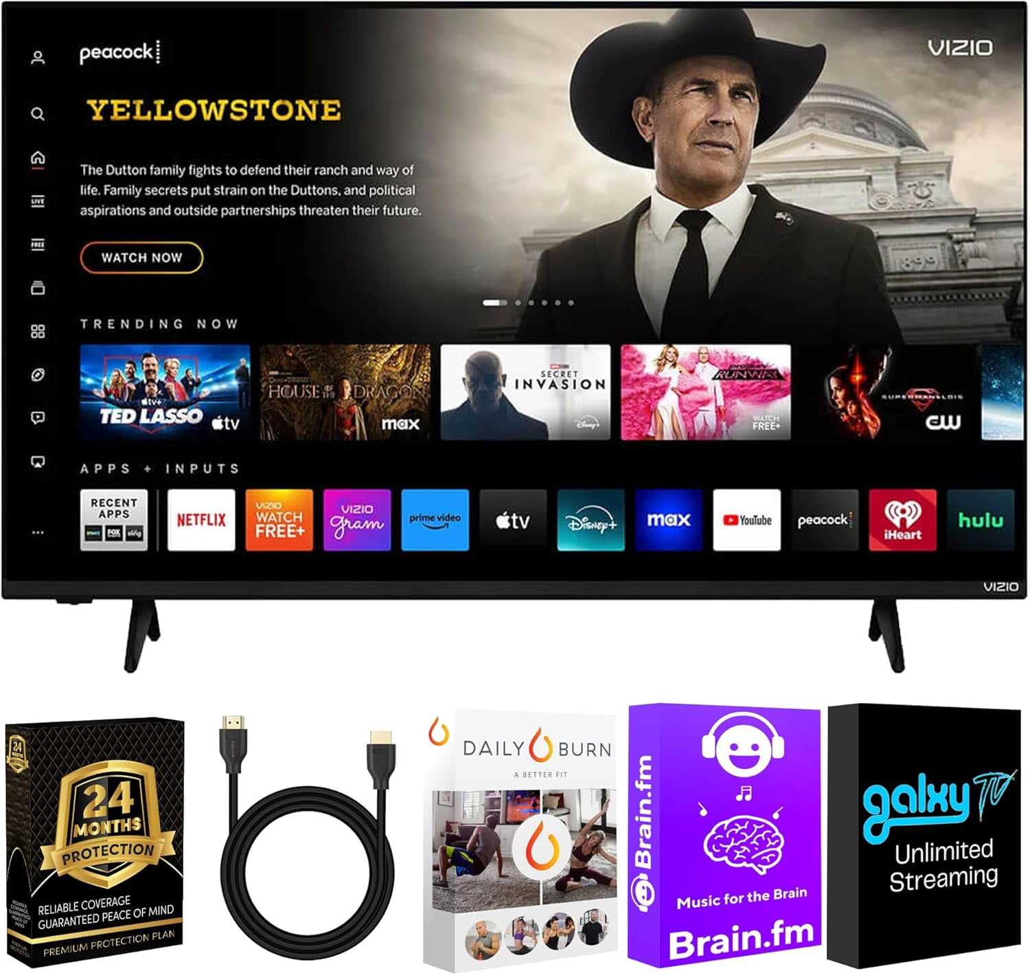VIZIO 43-Inch Quantum 4K QLED Smart TV Bundle – 120fps Gaming, Dolby ...