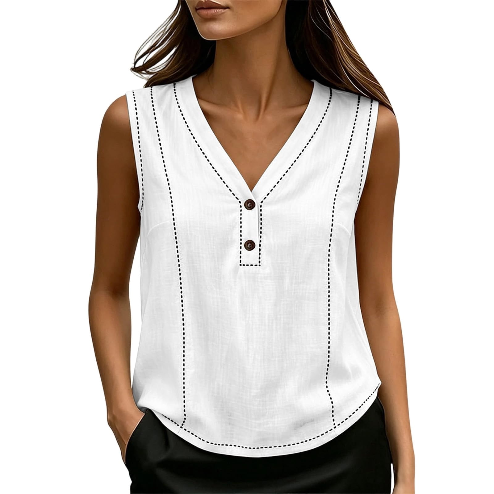 VJGBEGW Fashion Summer Tank Tops For Women Summer Button Up V Neck ...