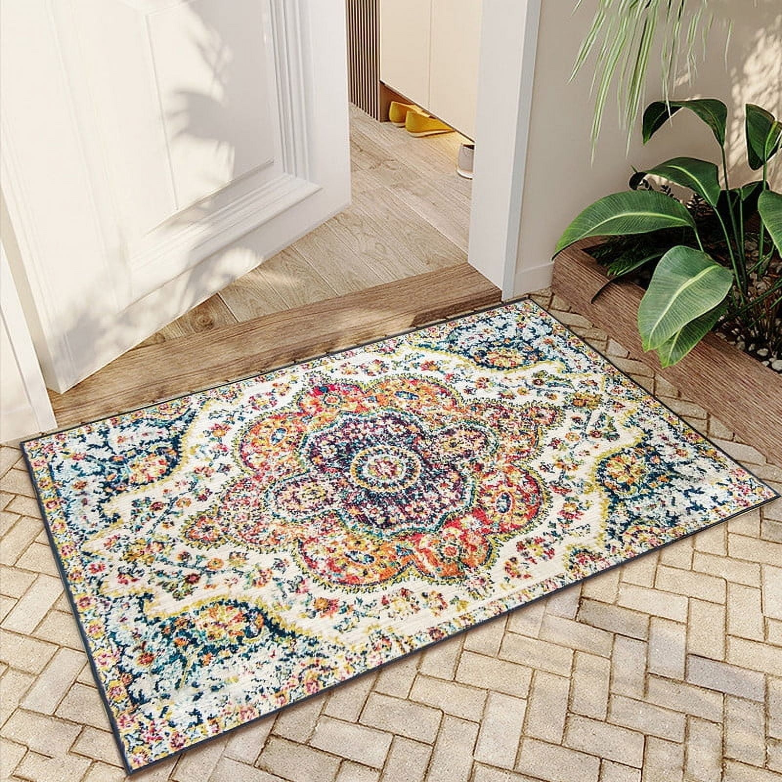 VK Living Washable Area Rug 2'x3' Entryway Indoor Doormat Boho Vintage ...