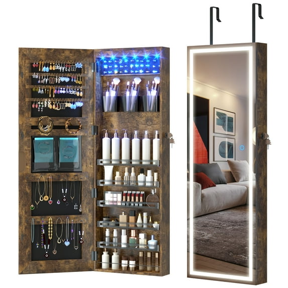 VKCC Full Length Mirror Jewelry Armoire, Wall Mounted Door Hanging ...