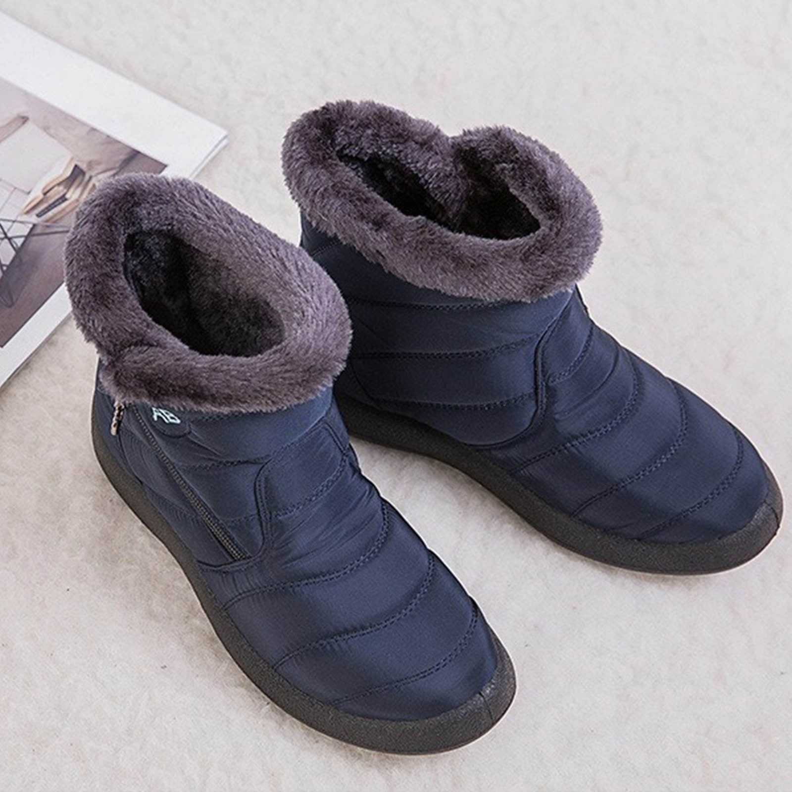 VKEKIEO Ankle Boots For Women Round Toe High Heel Walking Shoes ...