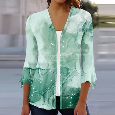 Jsaierl Lightweight Cardigans for Women 3/4 Sleeve Open Front Cardigan ...