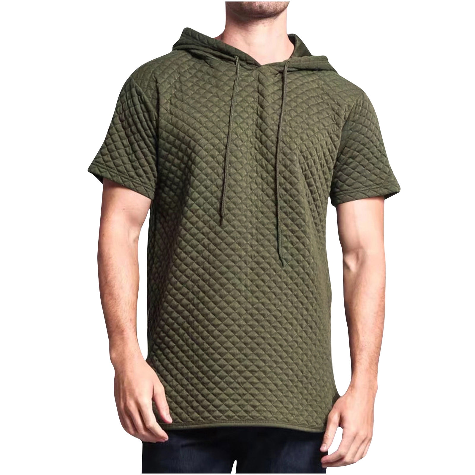 VKEKIEO Mens Hoodies Zip Up Neck Short Sleeve Floral Travel Army Green ...