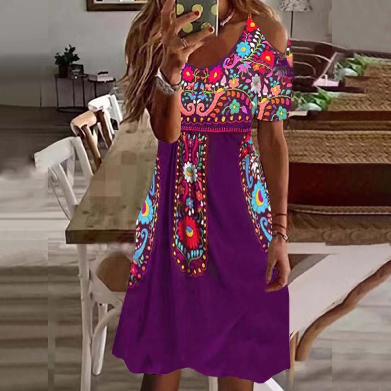 VKEKIEO Summer Midi Dresses for Women - Cowl Neck Hollow Out Sleeve ...