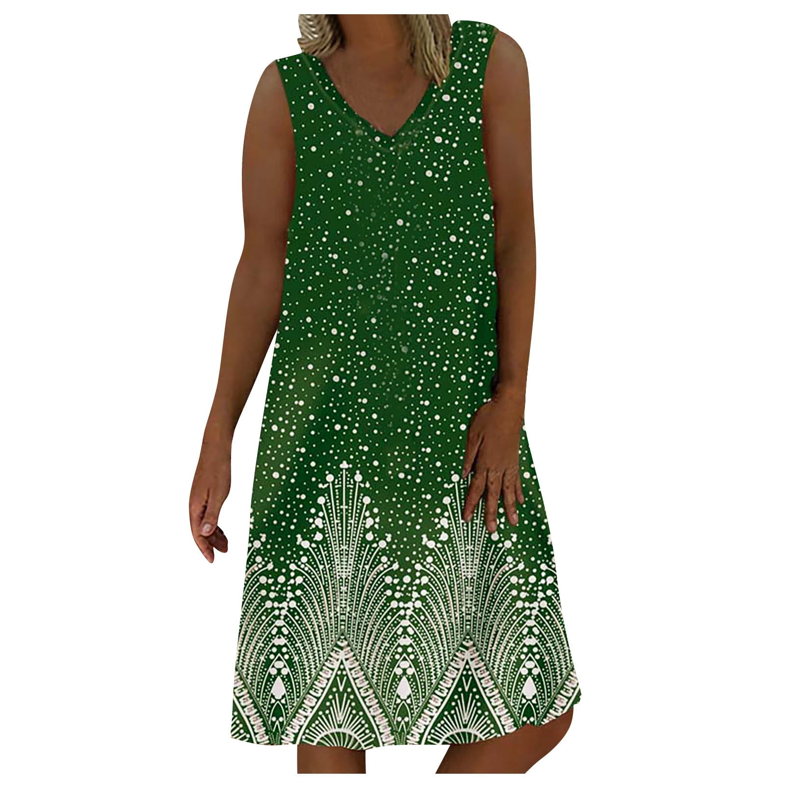 VKEKIEO Summer Tank Dresses for Women - V Neck Sleeveless Tanks Top ...