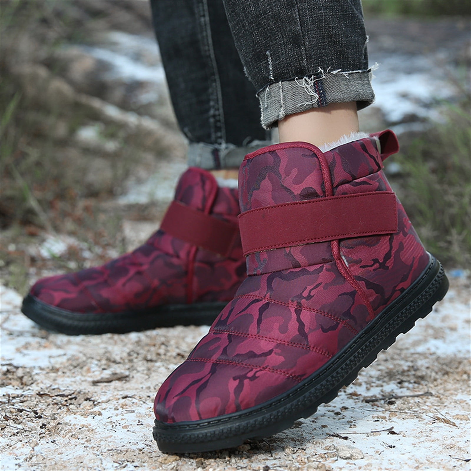 VKEKIEO Womens Snow Boots Flat Toe Flat Heel Walking Shoes Slingback ...