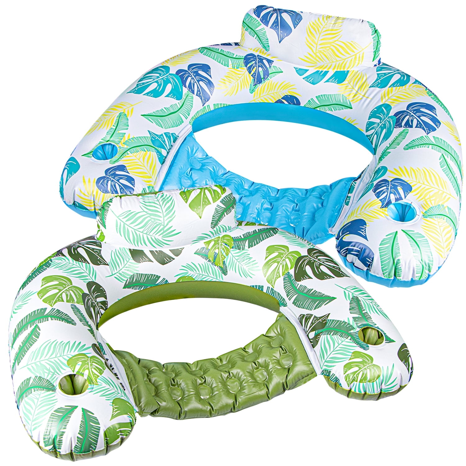 VKFVKF Inflatable Pool Float Chair, 2 Pack Pool Loungers with Cup ...