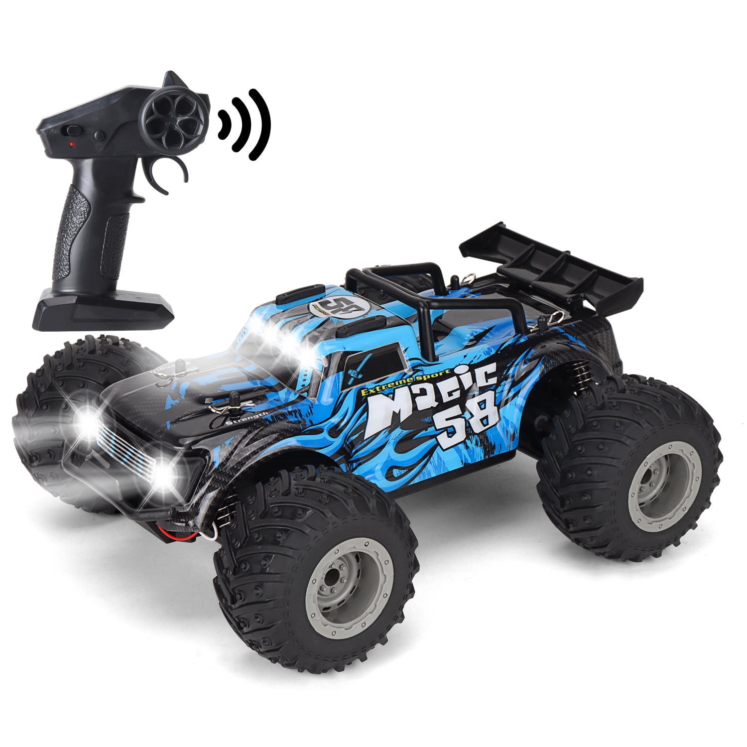 VKFVKF Remote Control Car, 2.4Ghz Glow-up RC Monster Truck with Body ...