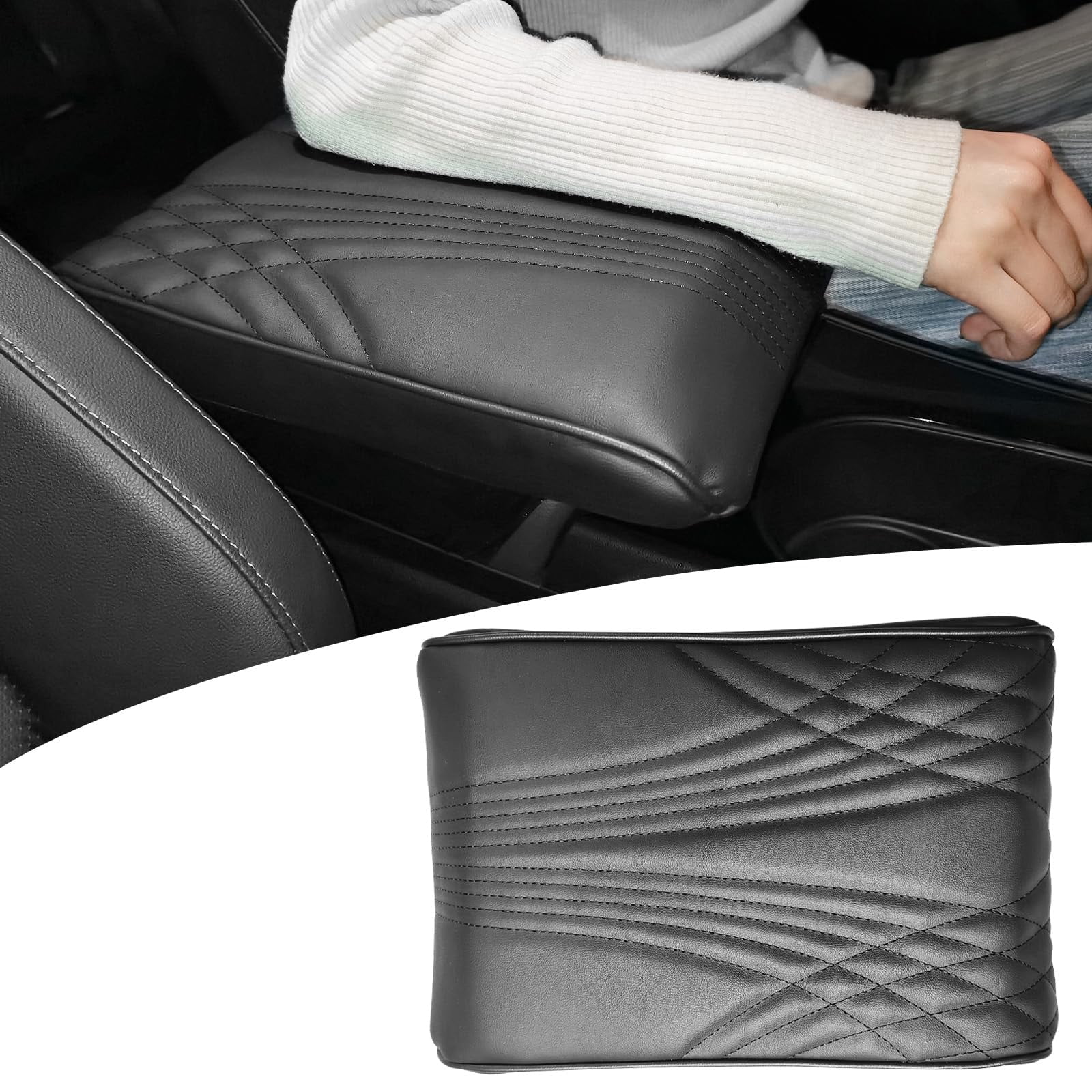 VKGUG Center Console Heighten Cover Universal Leather Memory Foam ...