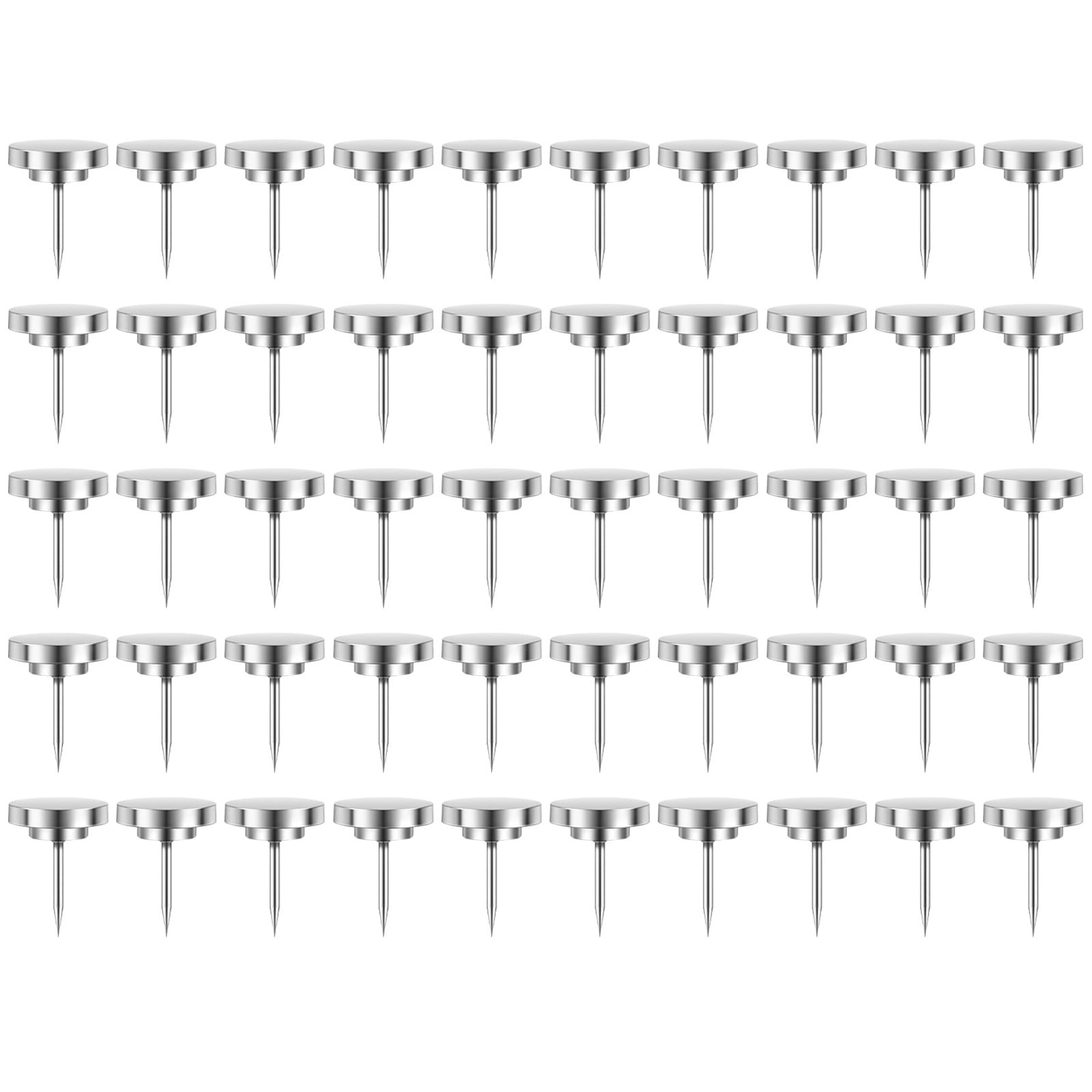 VKLU 50pcs Silver Alloy Push Pins, Discreet Flat Head Thumbtacks for ...