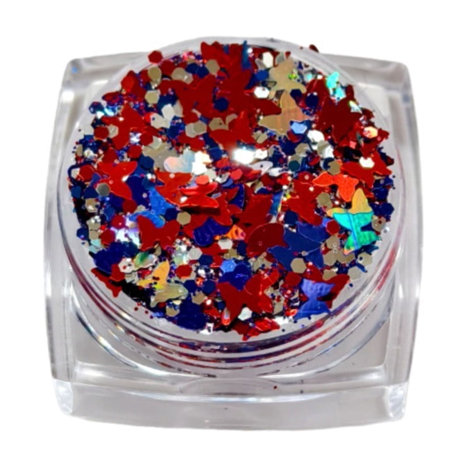 VKLU Mixed Shape 4th of July Cosmetic Glitter Jar, Skin-Safe Red White ...