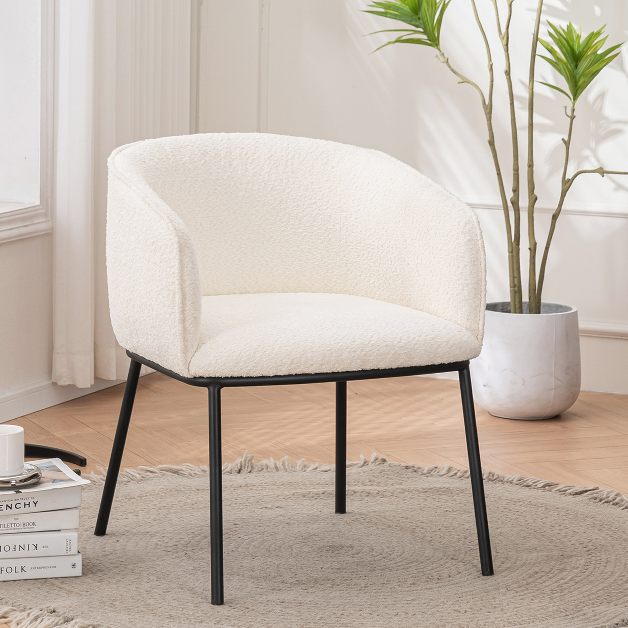 Topeakmart Modern Boucle Accent Chair with Faux Arms and Metal Frame ...