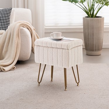 Small Footstool Foot Rest with Wooden Legs, Rectangle Chair Step Stool ...