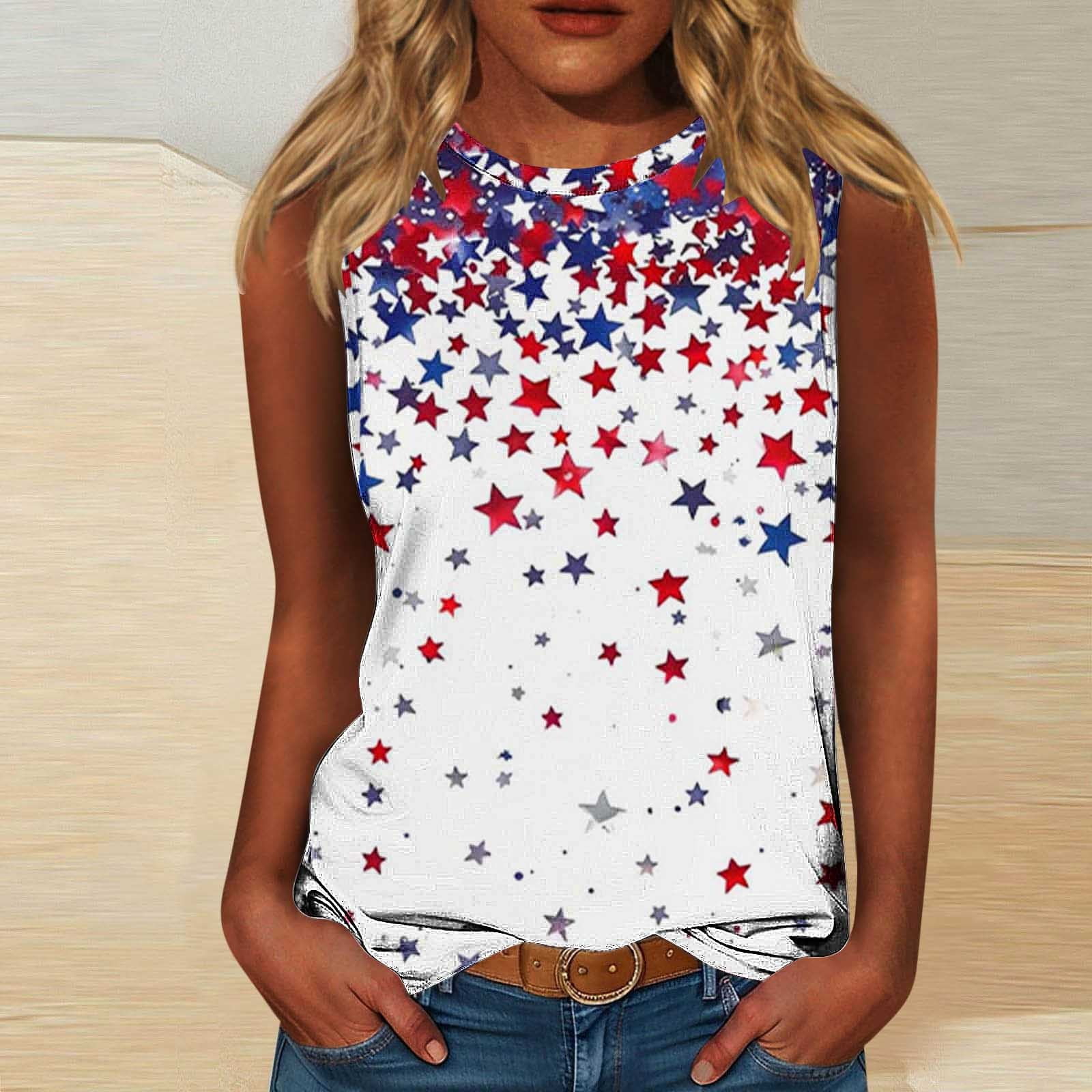 VKOYWKM American Flag Tank Tops Women 4th of July Patriotic Tank Shirts ...
