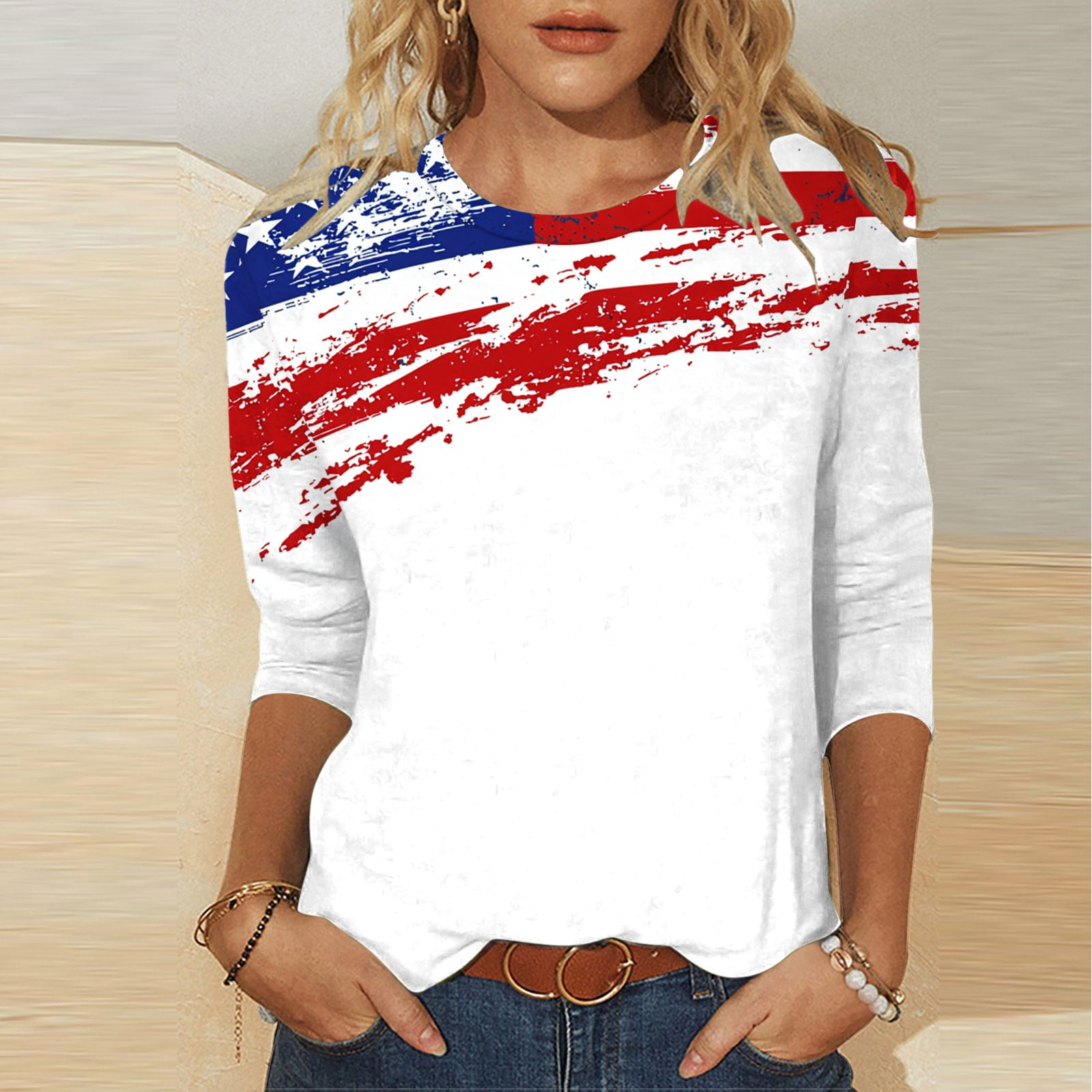 VKOYWKM American Flag Tee Shirts for Women USA Patriotic Independence ...