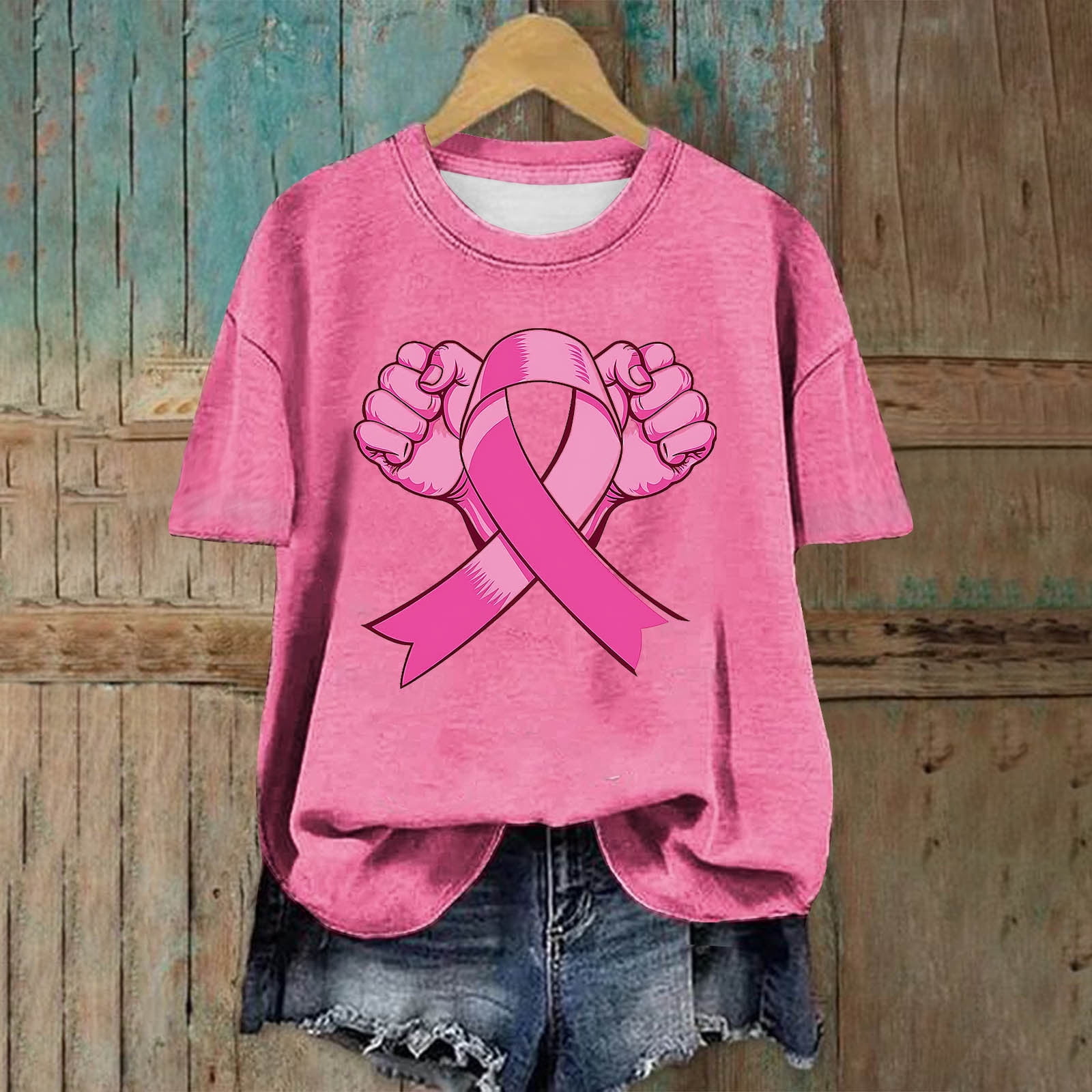 VKOYWKM Breast Cancer Awareness Shirts Women Breast Cancer Pink Ribbon ...