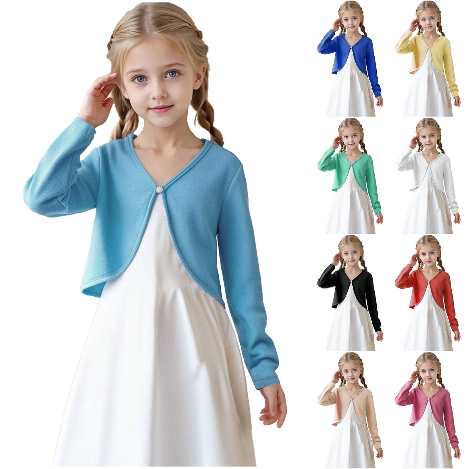 VKOYWKM Girls Bolero Shrug Kids Boero Cardigan Knit Sweater Open Front ...