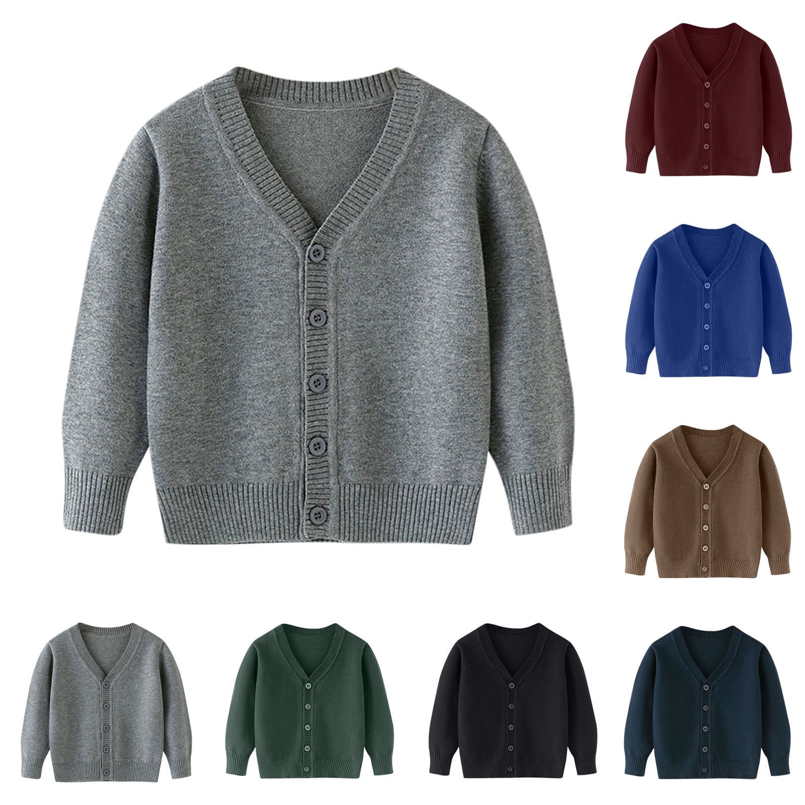 VKOYWKM Girls Long Sleeve Cardigans Sweater Button Down Open Front Knit ...