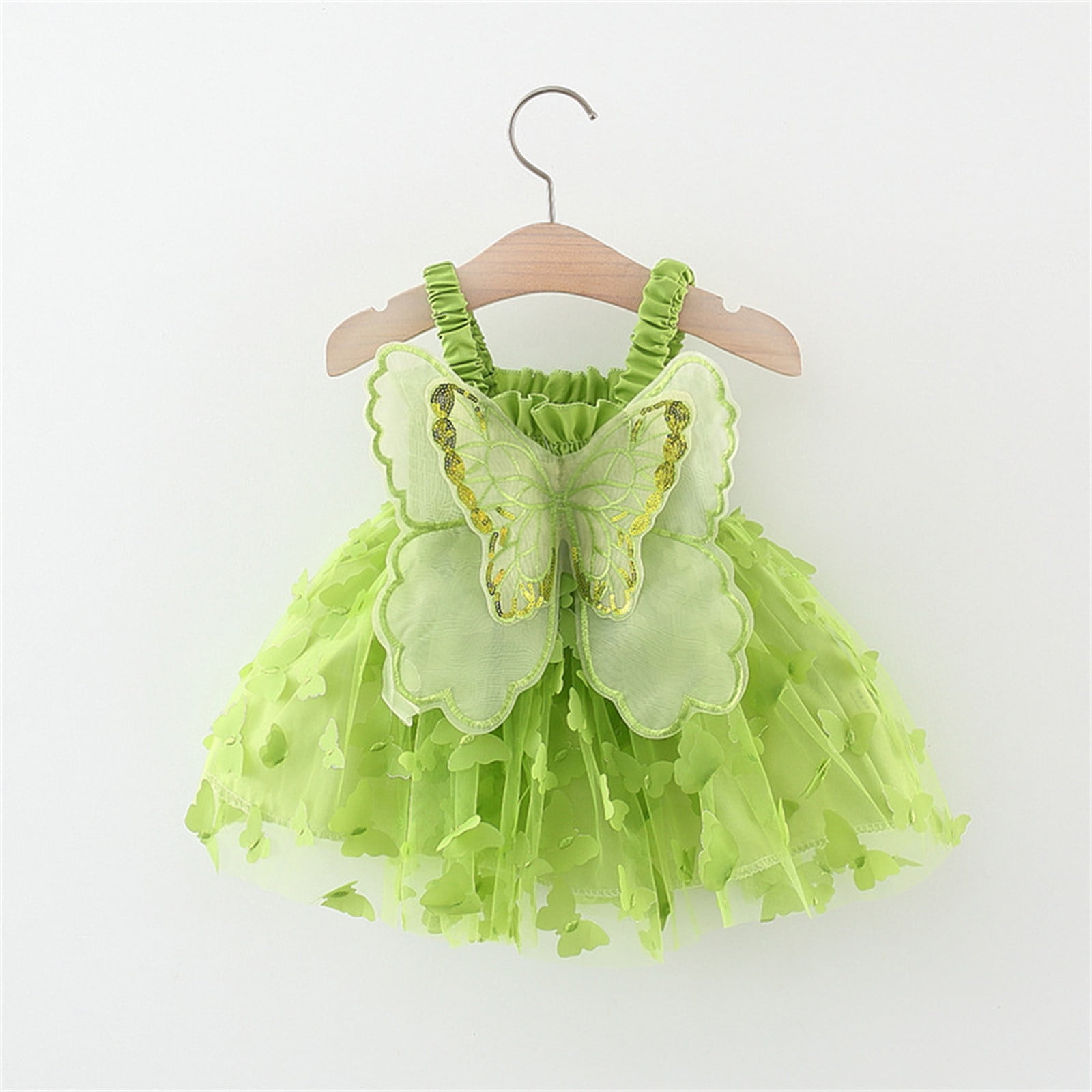 VKOYWKM Toddler Baby Girl Butterfly Dress Sleeveless Straps Smocked ...