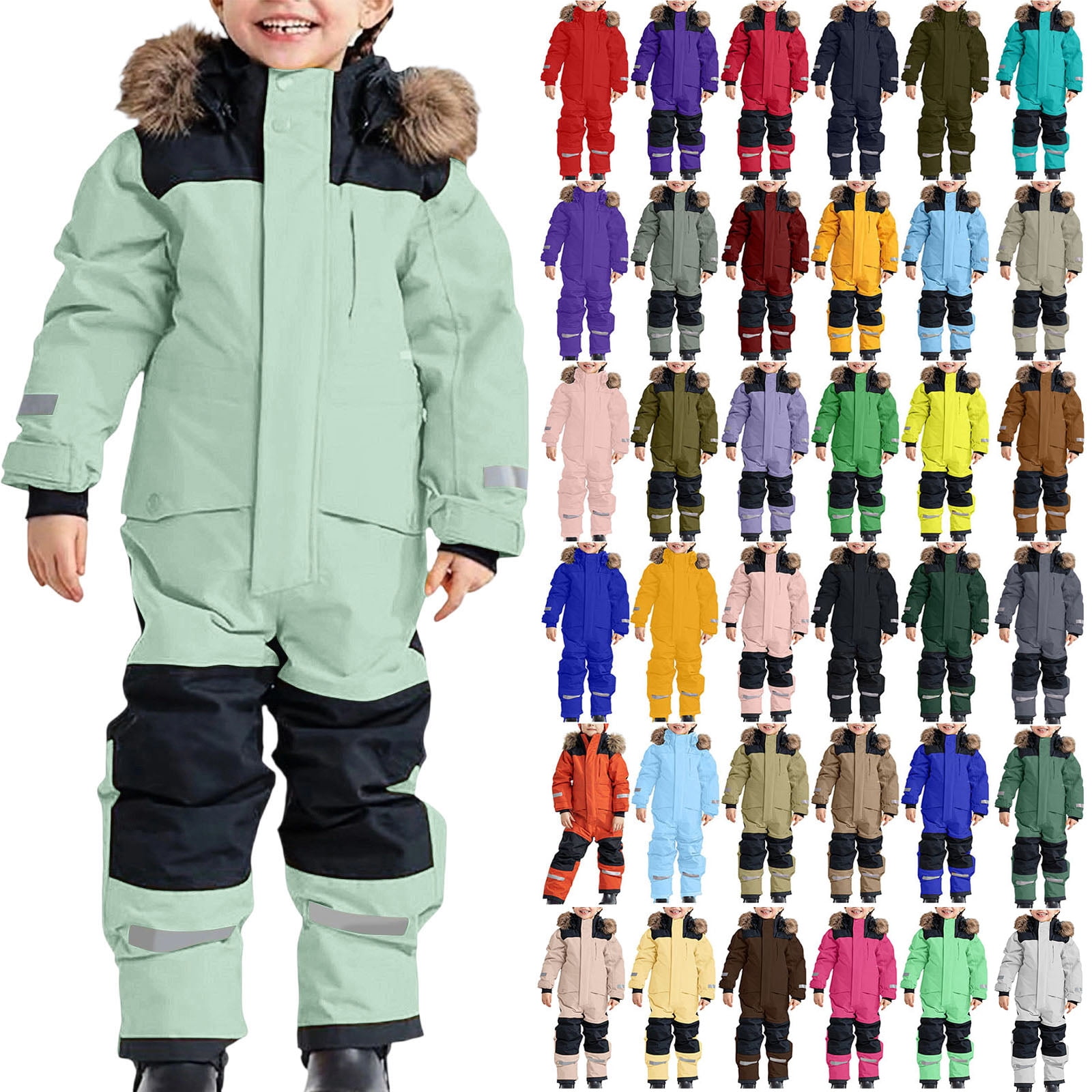VKOYWKM Toddler One Piece Snowsuit Waterproof Windproof Winter Snow ...