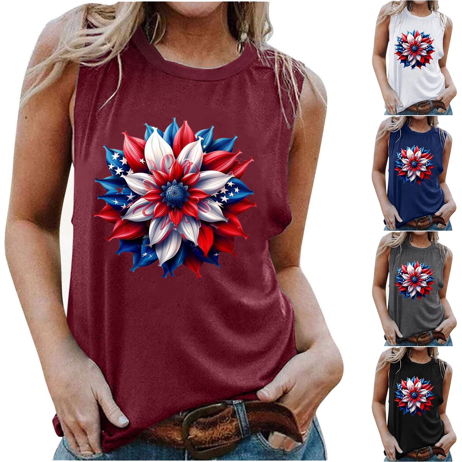 VKOYWKM Women American Flag Tank Tops July 4th Patriotic Tops ...