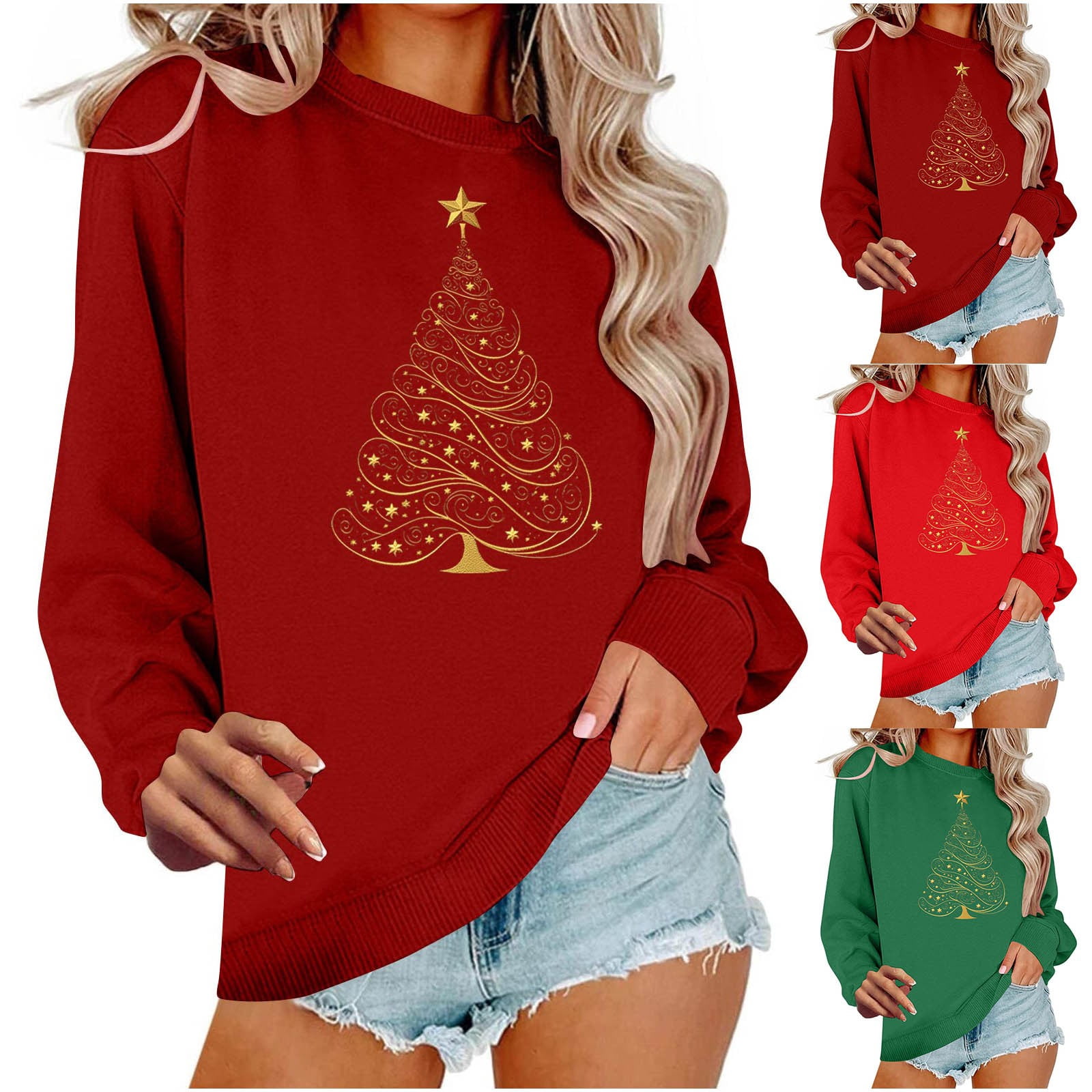 VKOYWKM Women's Sweatshirt Christmas Oversized Sweatshirt Cute Merry ...