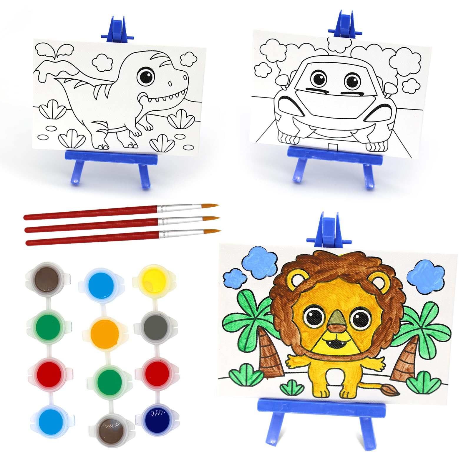 VKPI Canvas PaintingTRDN Set with Mini Easel for Kids, Watercolor Art ...