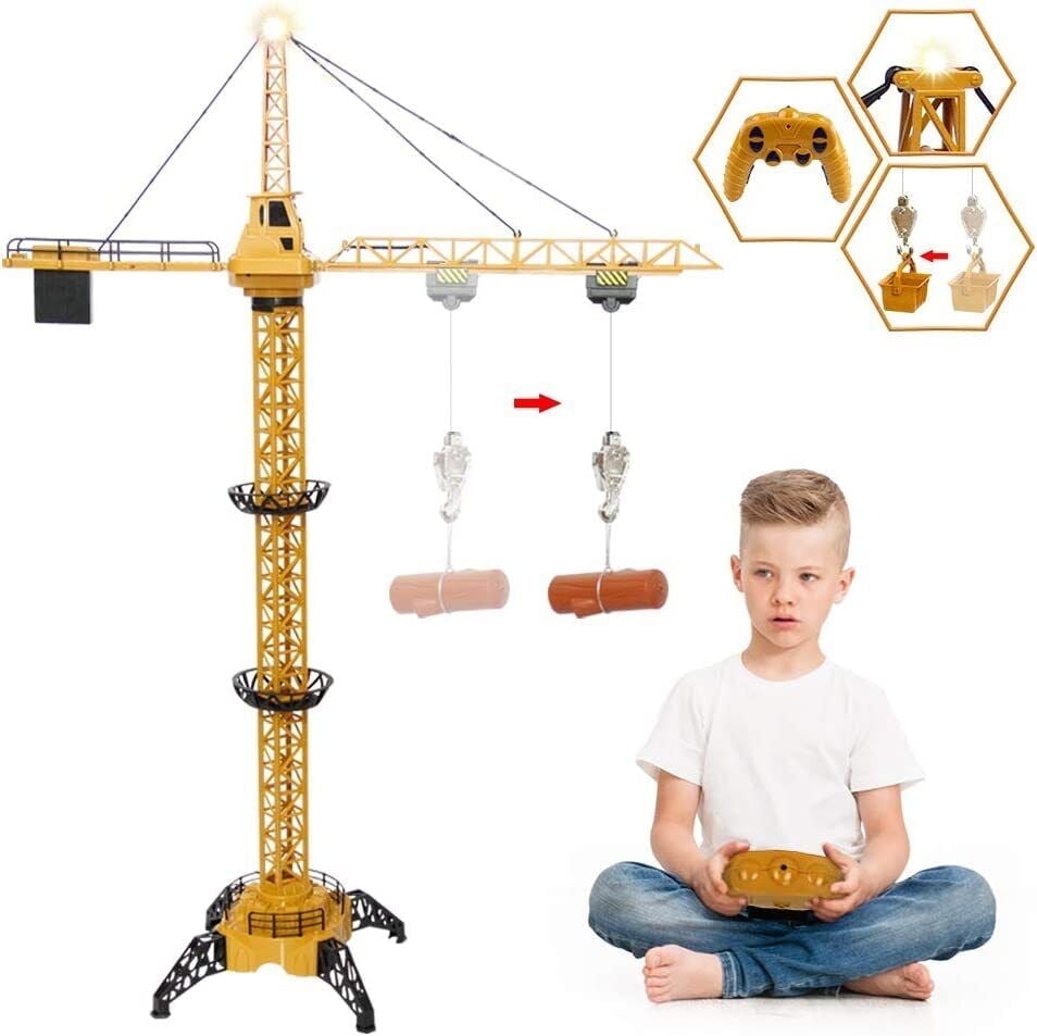 VKZON Remote Control Tower Crane Toy,Electric Tower Construction Toy w ...
