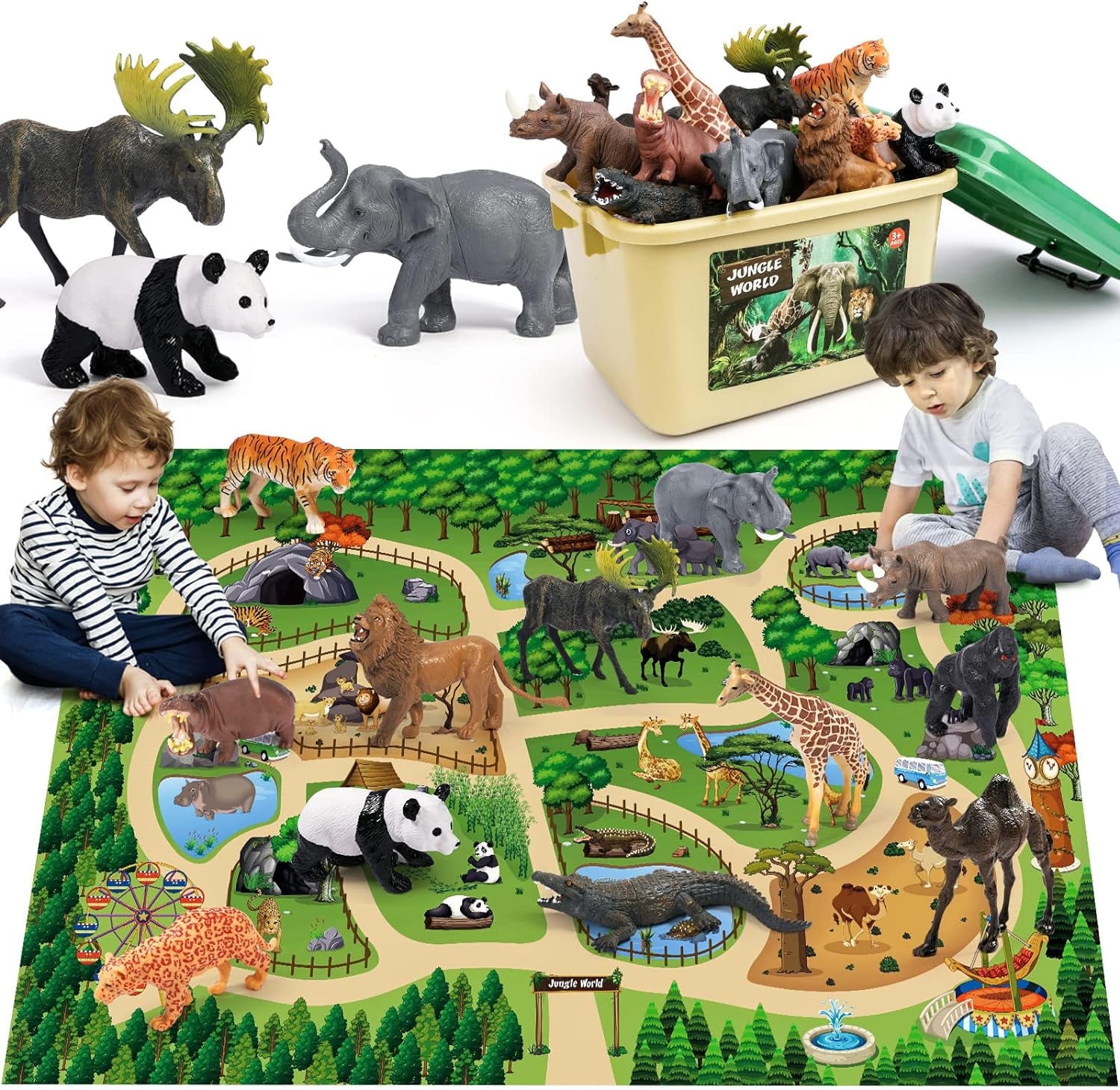 VKZON Safari Plastic Animal Toy,12pcs Jungle Model PVC Figurines Action ...
