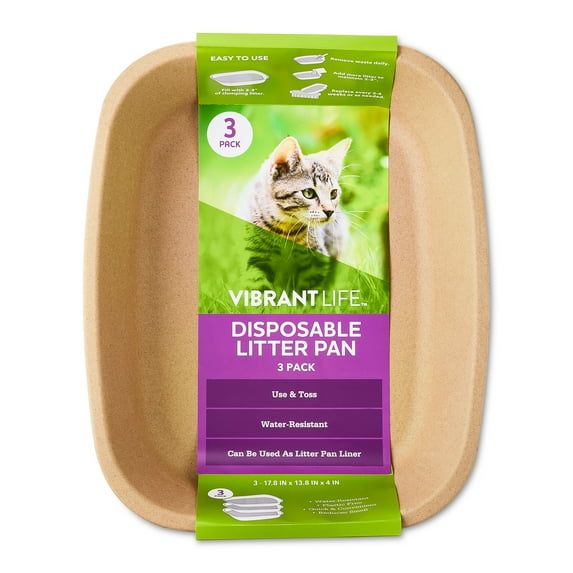 Vibrant Life Disposable Water-Resistant Cat Litter Box, 3 Pack ...