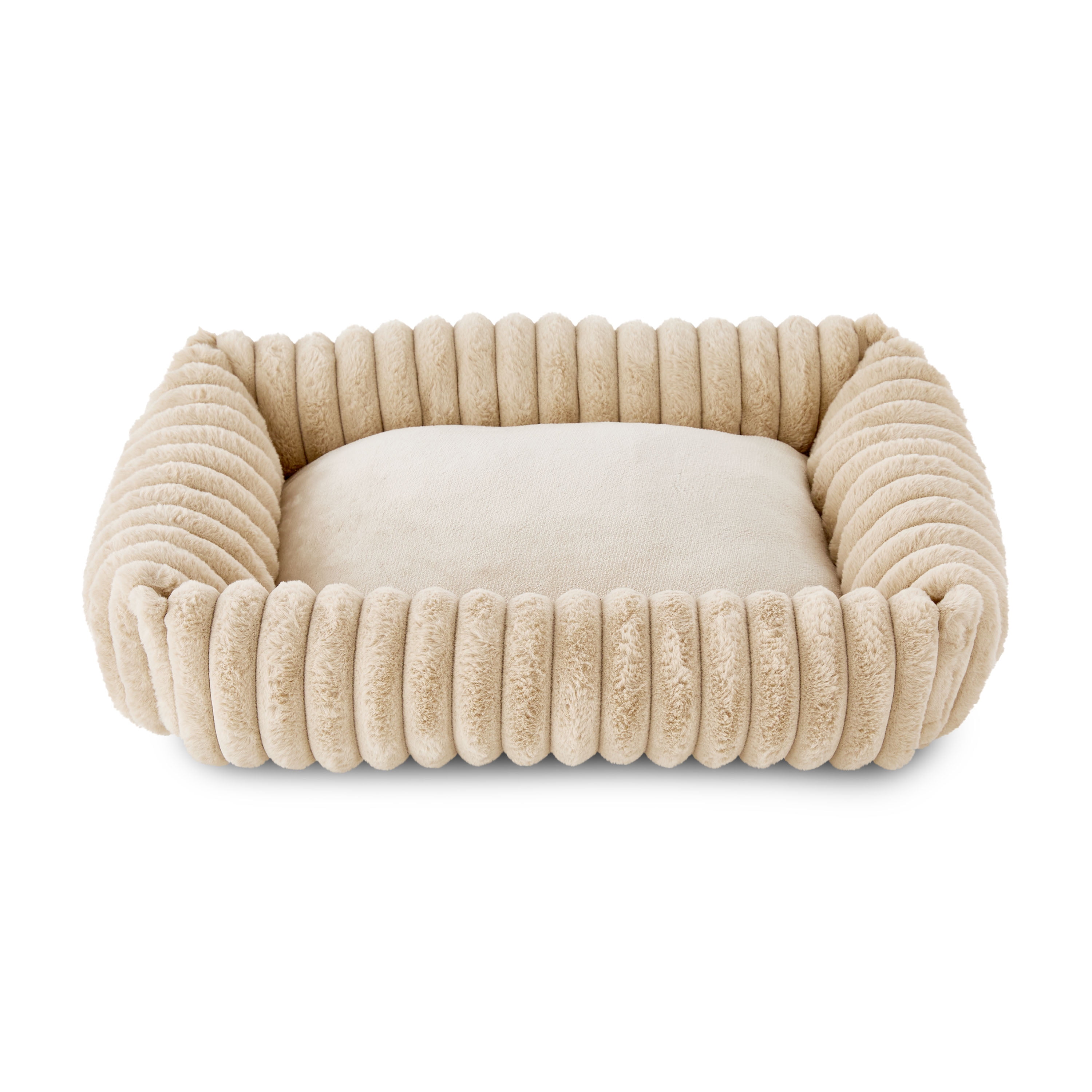 Vibrant Life Medium Ribbed Plush Cuddler Dog Bed, Tan, 27" x 21 ...
