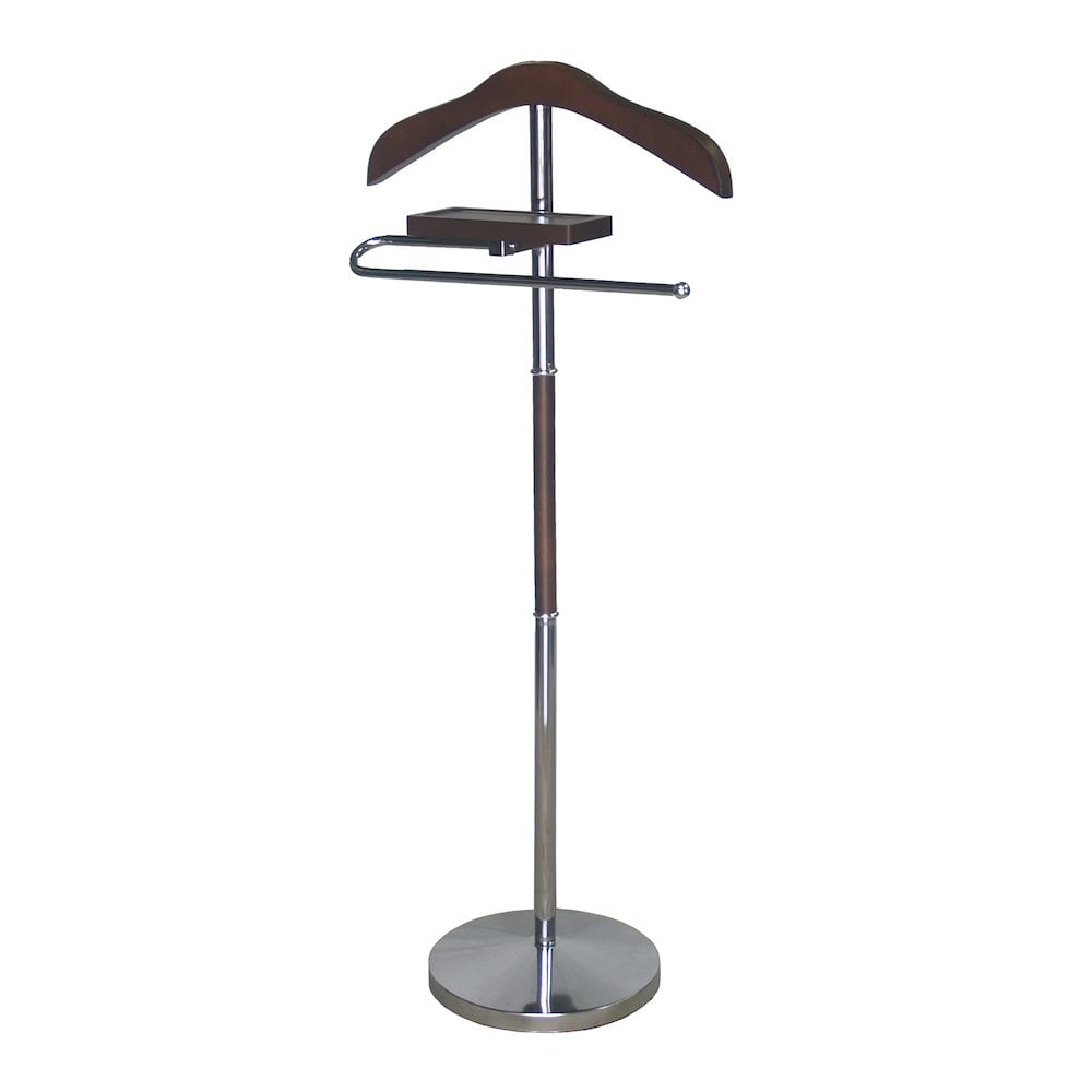 VL17017 Oxford II Chrome Steel & Walnut Wood Valet - Modern Suit Hanger ...