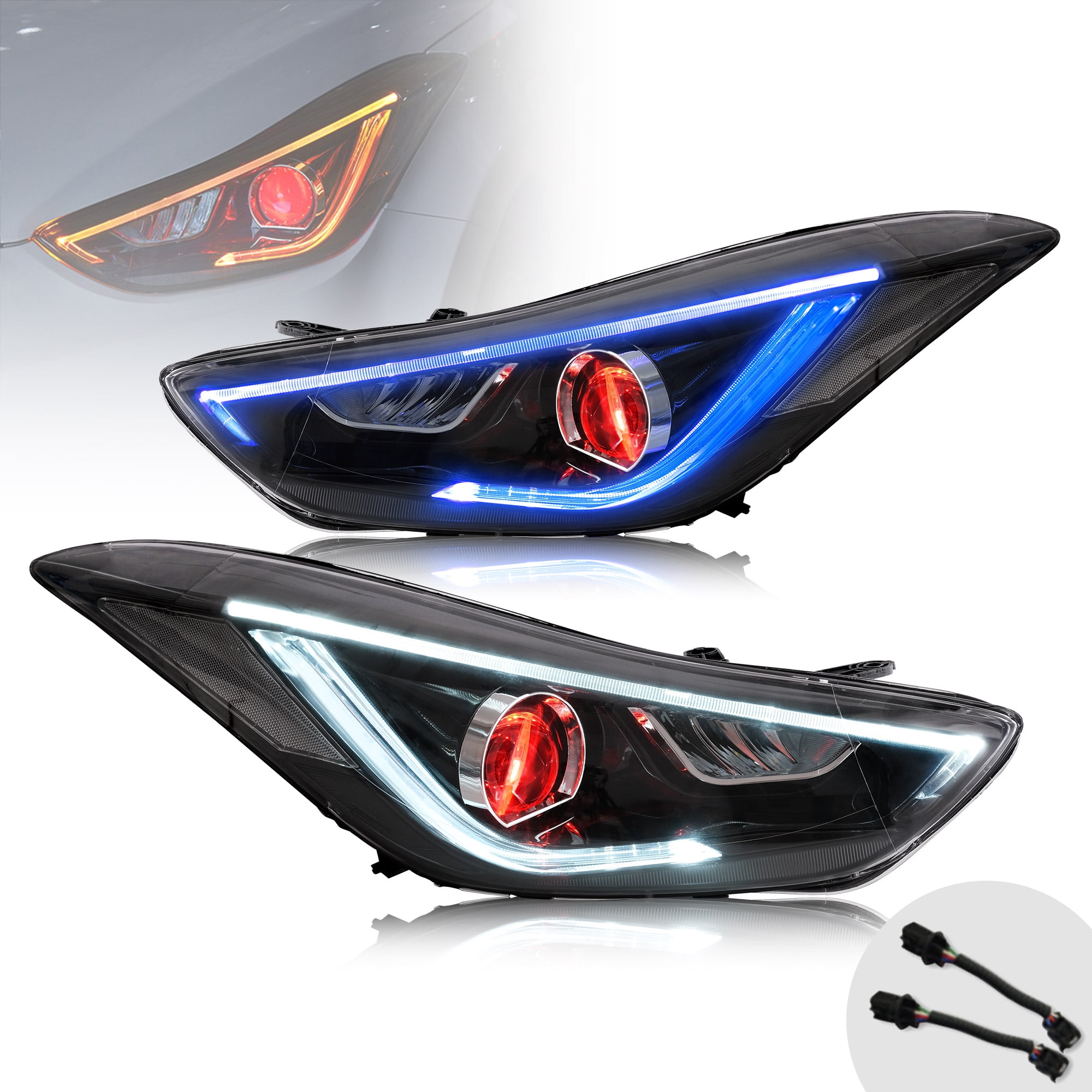 VLAND Dual Beam Headlights with Demon Eye for 2011 2012 2013 2014 2015 ...