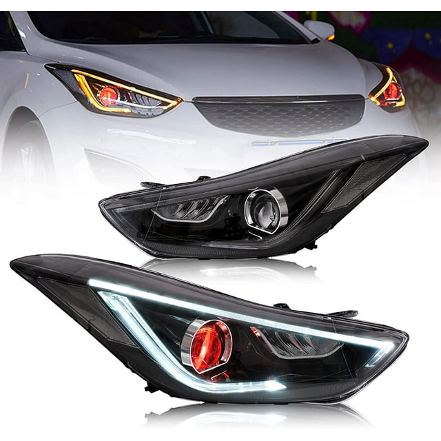 VLAND Headlights Assembly Fit for Hyundai Elantra 2012-2015 & Elantra ...