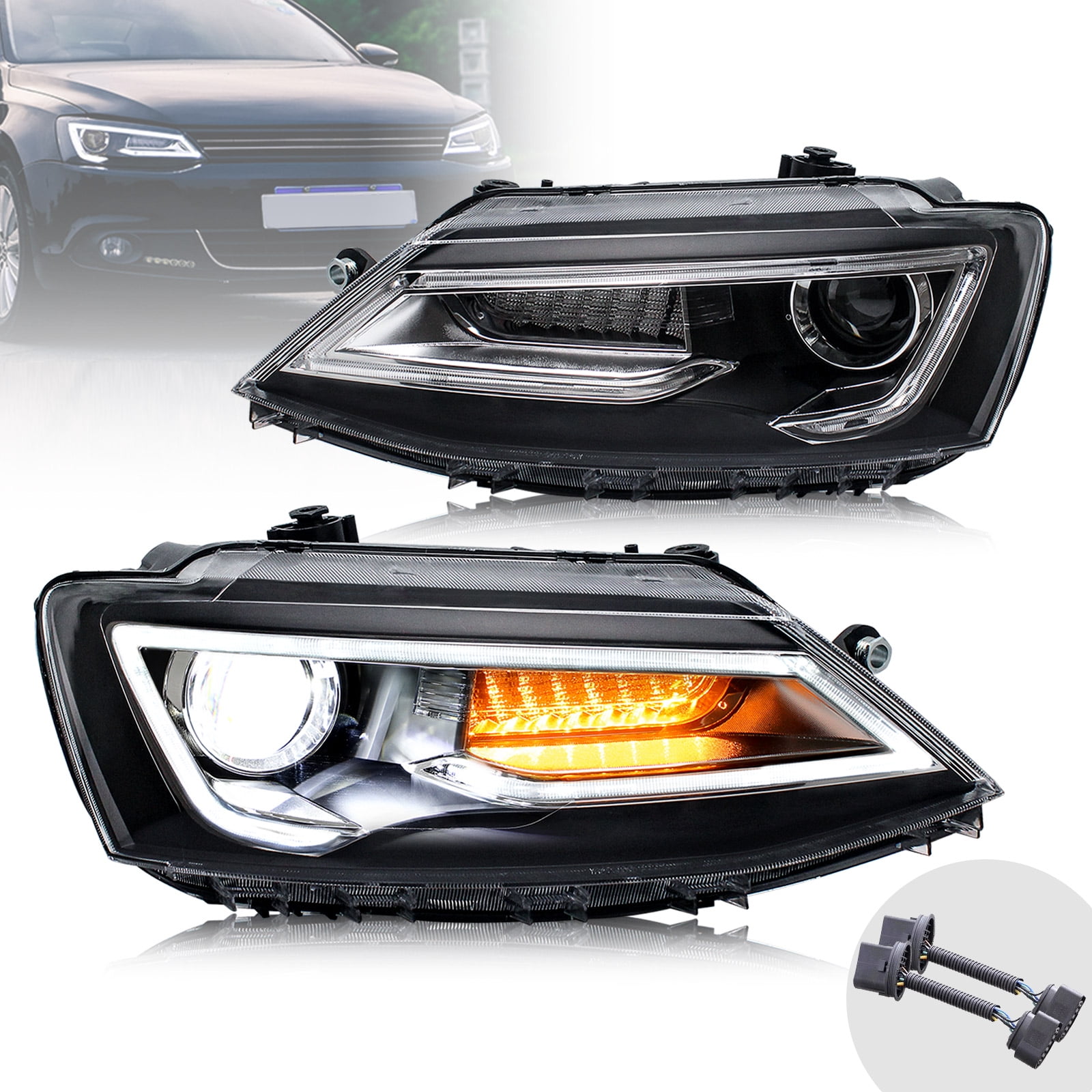 VLAND Headlights Assembly Replacement for Volkswagen VW Jetta / Sagitar ...
