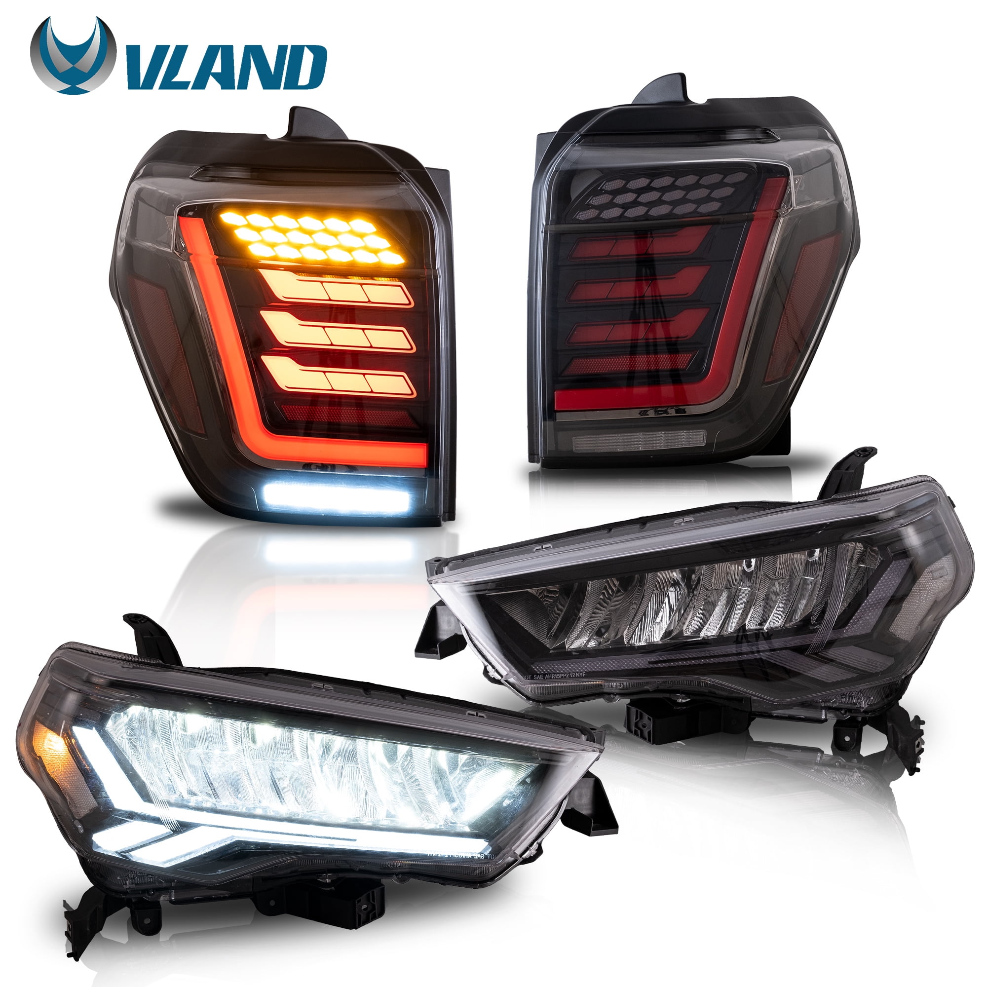 VLAND Headlights + Tail Lights Clear for Toyota 4Runner 2014-2021 (TRD ...