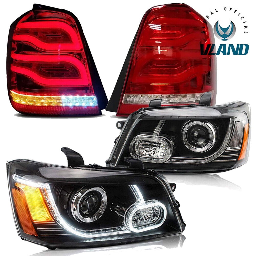 VLAND Headlights + Tail Lights for Toyota Highlander 2001-2007 1st Gen ...