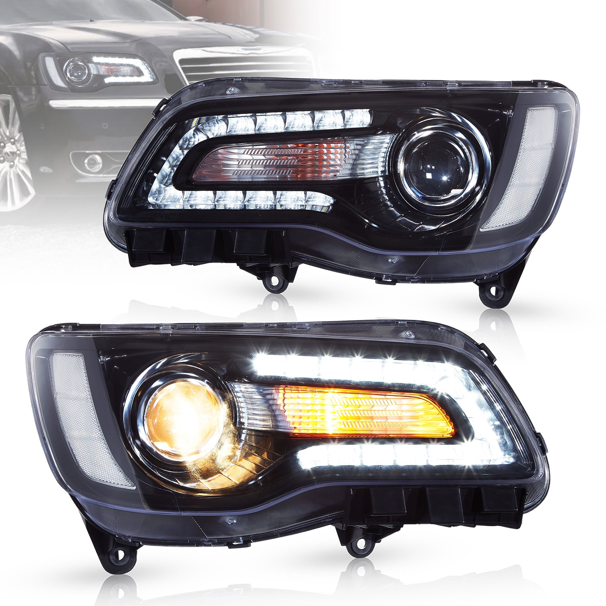 VLAND LED Dual Beam Headlights for Chrysler 300 2011-2023 Front Lamps ...