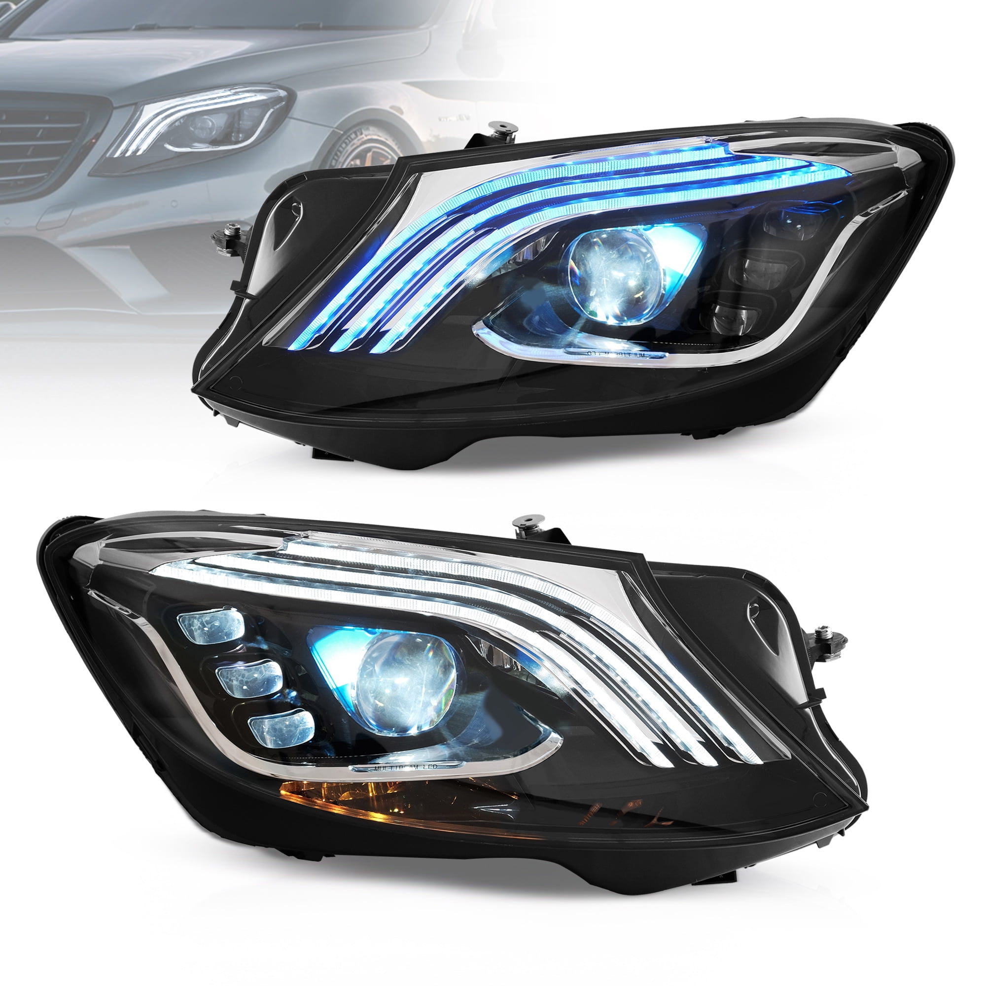 VLAND LED Headlights for 2014 2015 2016 2017 Mercedes Benz S-Class S400 ...