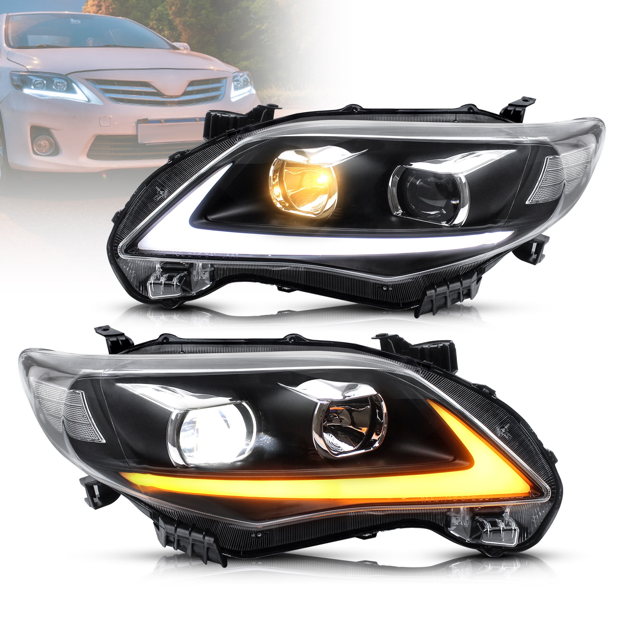 VLAND LED Headlights for Toyota Corolla 2011 2012 2013 S L LE XRS Base ...