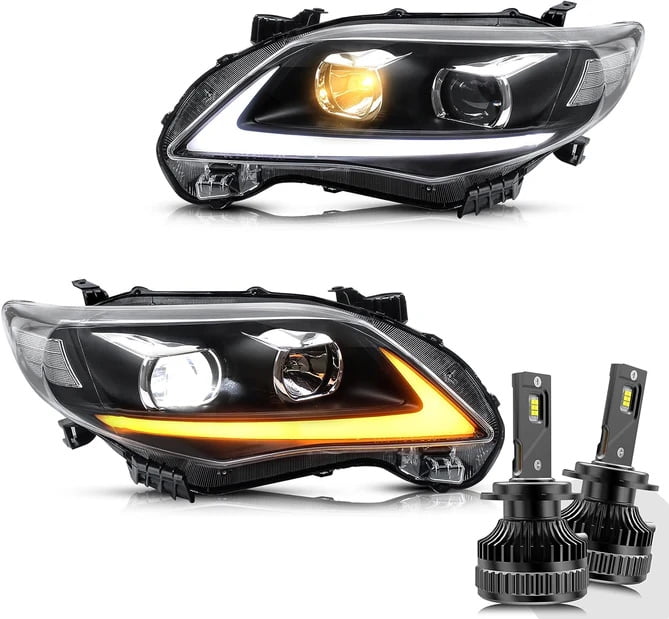 VLAND LED Headlights with Bulbs for Toyota Corolla 2011 2012 2013 S L ...