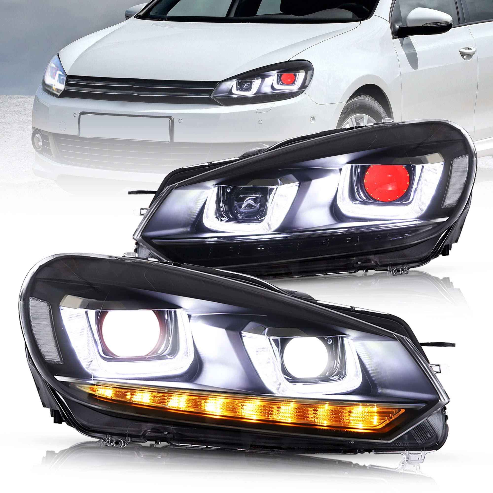 VLAND LED Headlights with Bulbs for Volkswagen Golf Mk6 2010-2014 (NOT ...