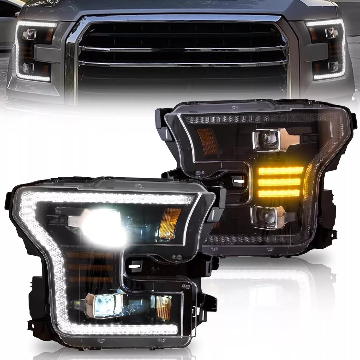 VLAND LED Headlights with White DRL for 2015 2016 2017 Ford F150 F-150 ...