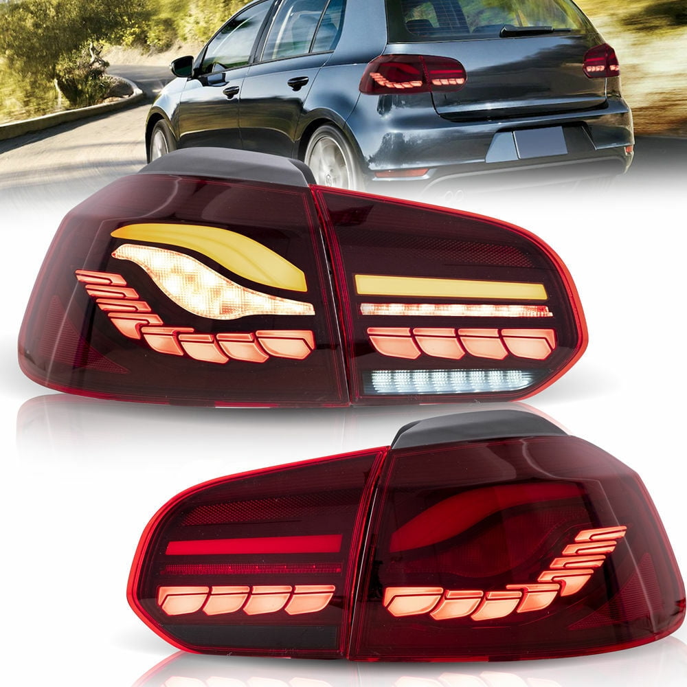 VLAND LED Tail Lights Red Smoked for Volkswagen VW Golf 6 VI MK6 2008 ...